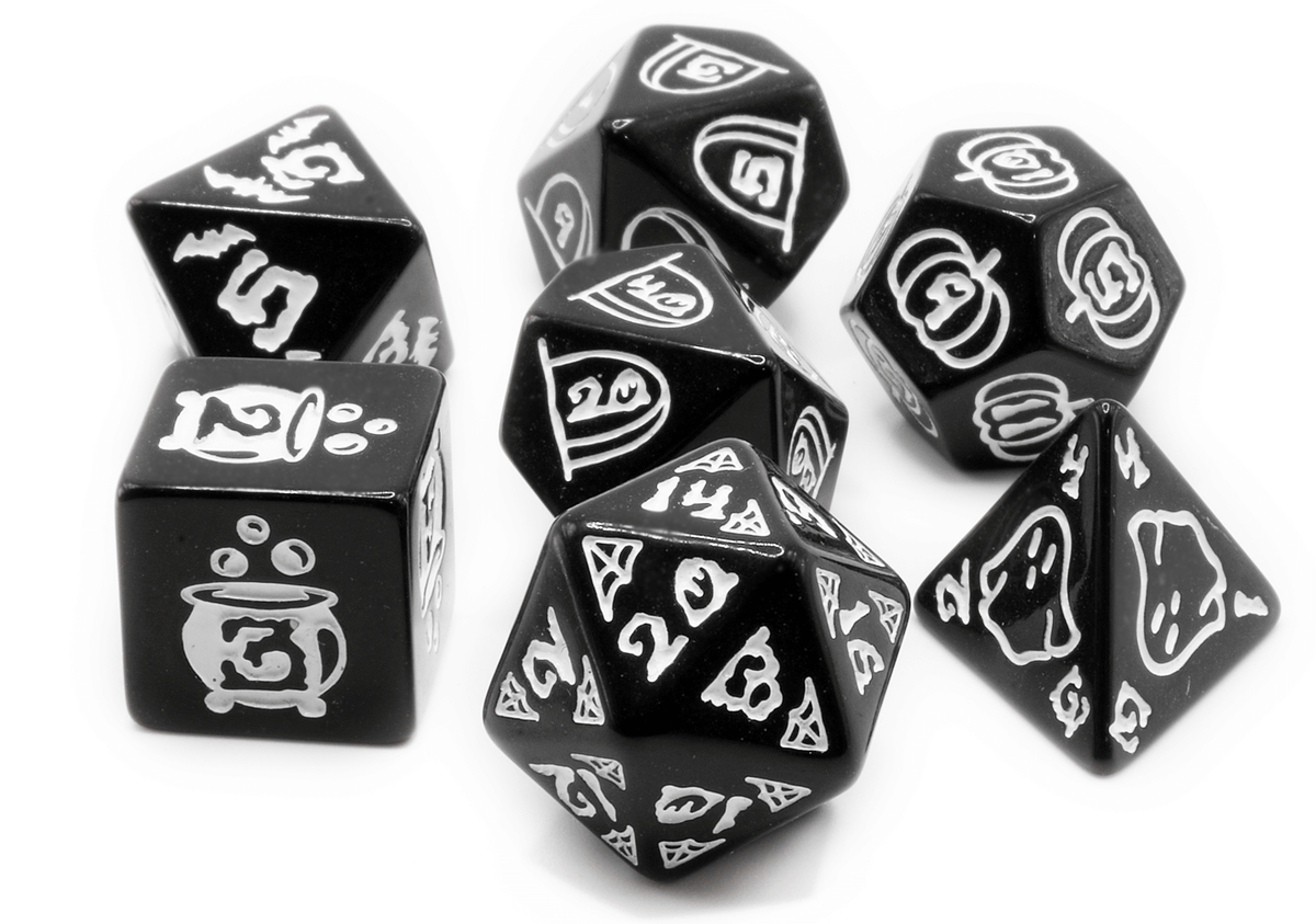 Halloween Dice Set (Black And White) | TTRPG Role Playing Game Dice ...