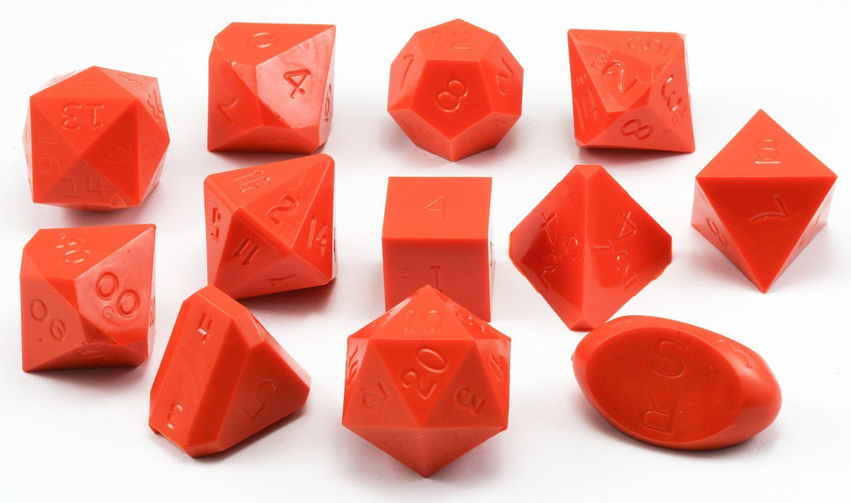 Gamescience Dice (Opaque Orange) | 12 Piece RPG Precision Dice Set – Dark Elf Dice