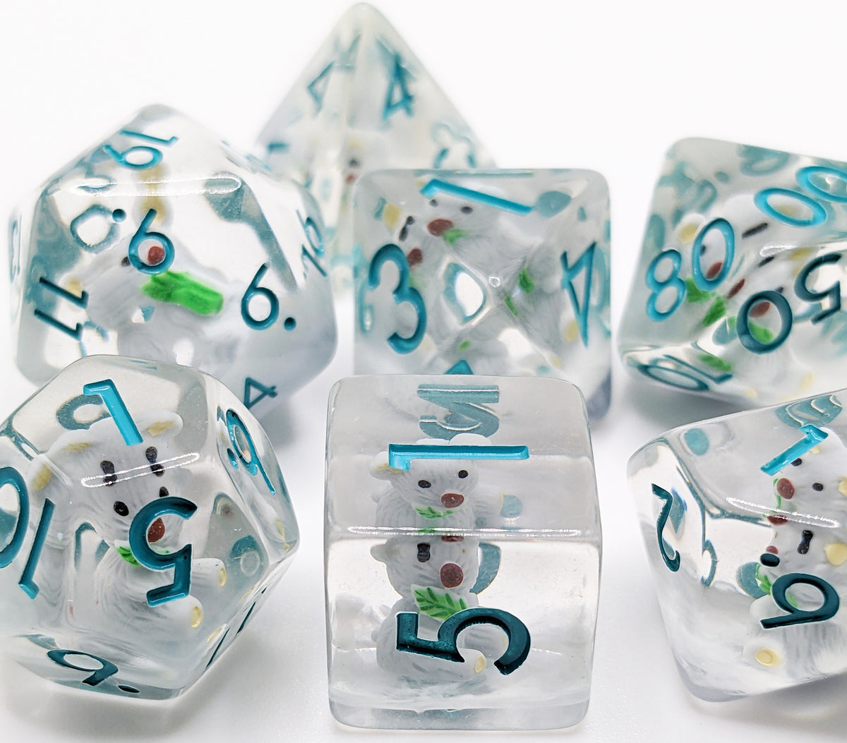 Koala Bear Dice (Translucent With Teal Numbers) | TTRPG Role Playing G ...