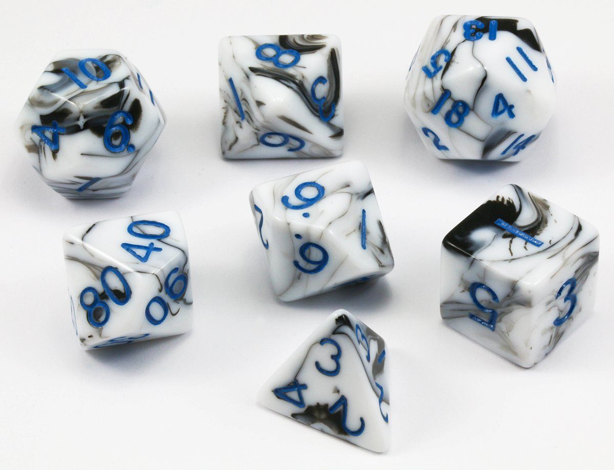 Marble Dice (Blue Numbers) RPG Role Playing Game Dice Set – Dark Elf Dice