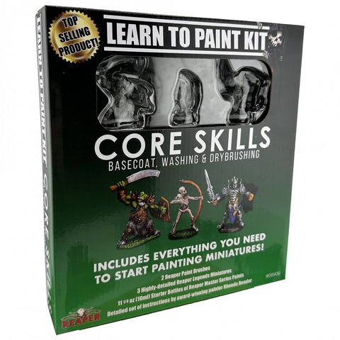 Reaper Learn To Paint Set, Core Skills | 11 Paint Colors + 3 Miniature ...