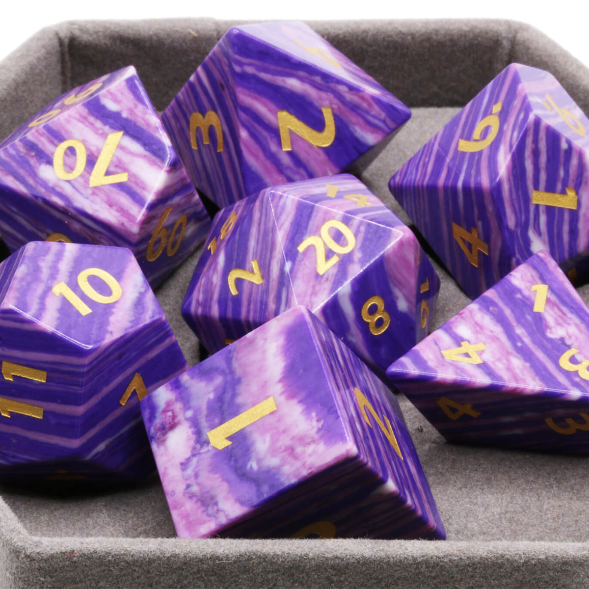 Gemstone Dice (Charoite) | 7pc TTRPG Role Playing Game Dice Set – Dark ...