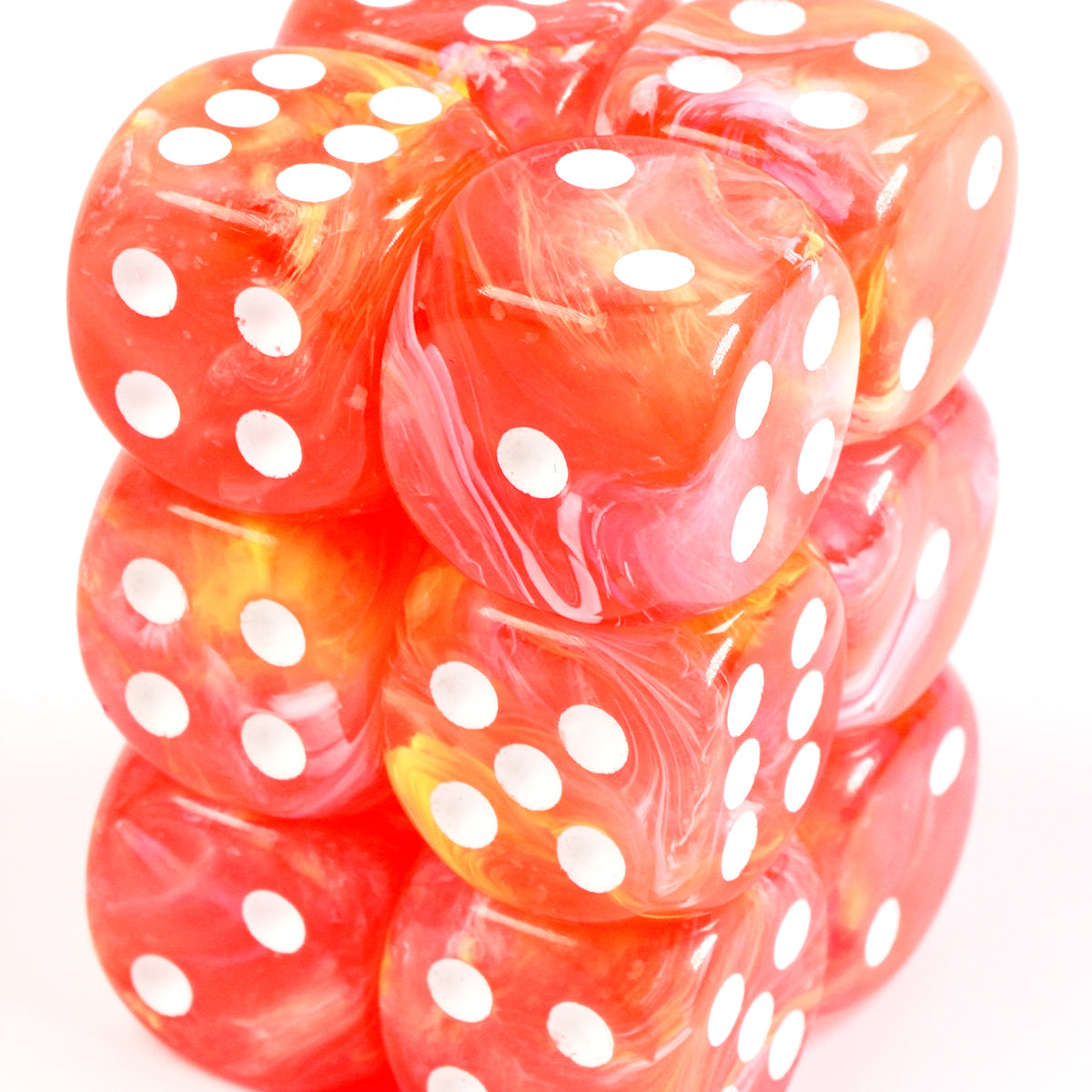 Festive Dice (Dahlia With White Pips) | 12 x D6 Dice Set – Dark Elf Dice