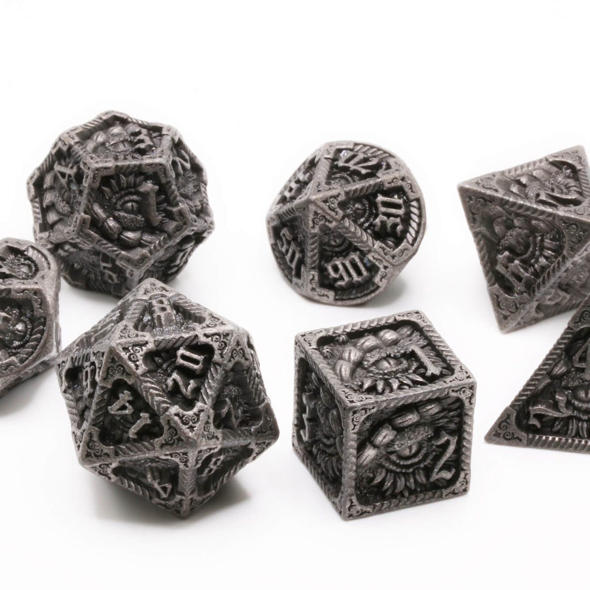Metal Dice Set: Epic Dragon (Antique Silver) | Premium TTRPG Role Play ...