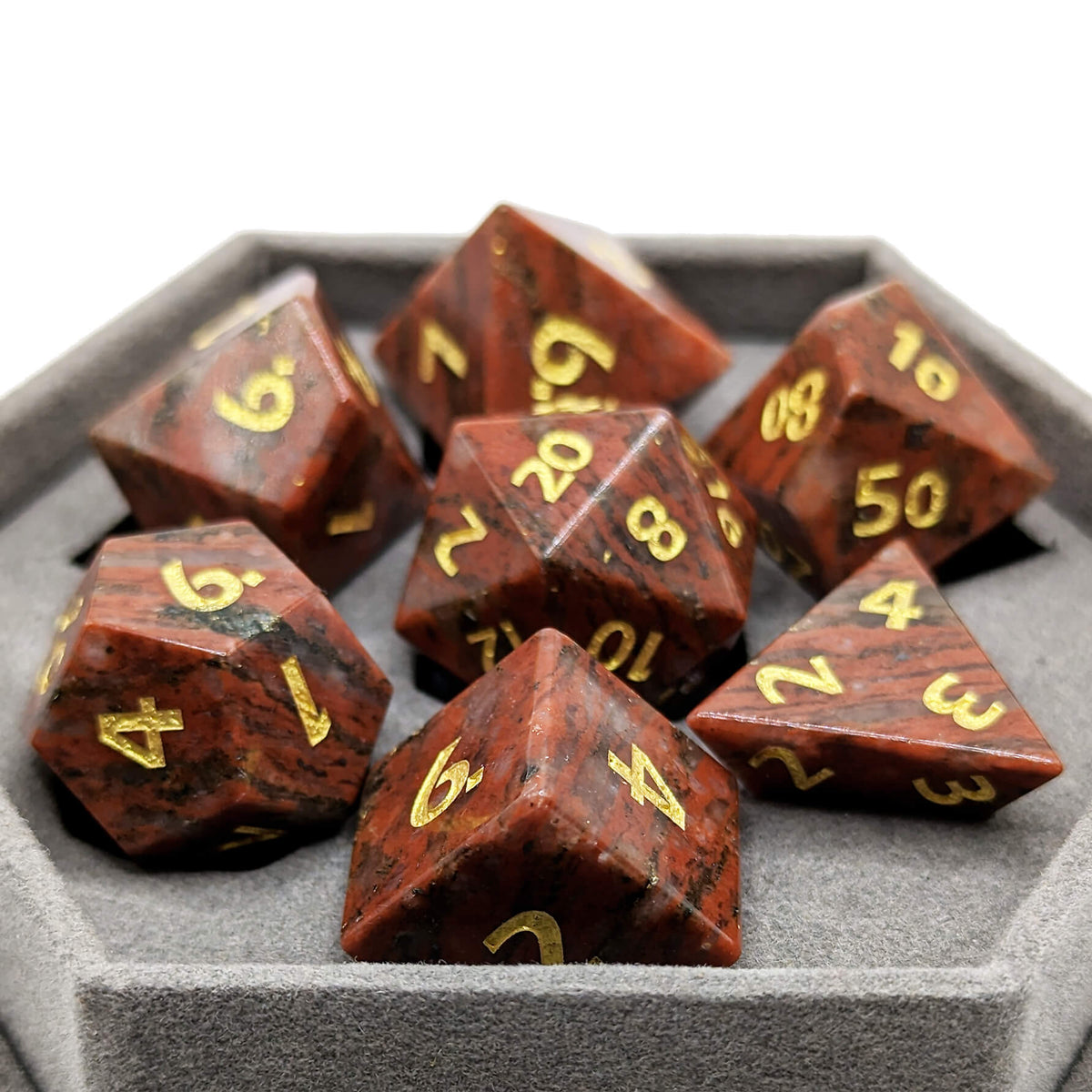 Gemstone Dice (Red Granite) | 7pc TTRPG Role Playing Game Dice Set ...