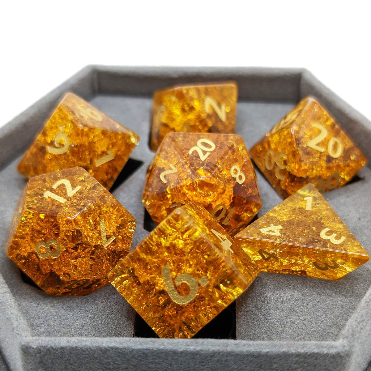 Gemstone Dice (Shattered Zircon, Imperial Topaz) | 7pc TTRPG Role Play ...
