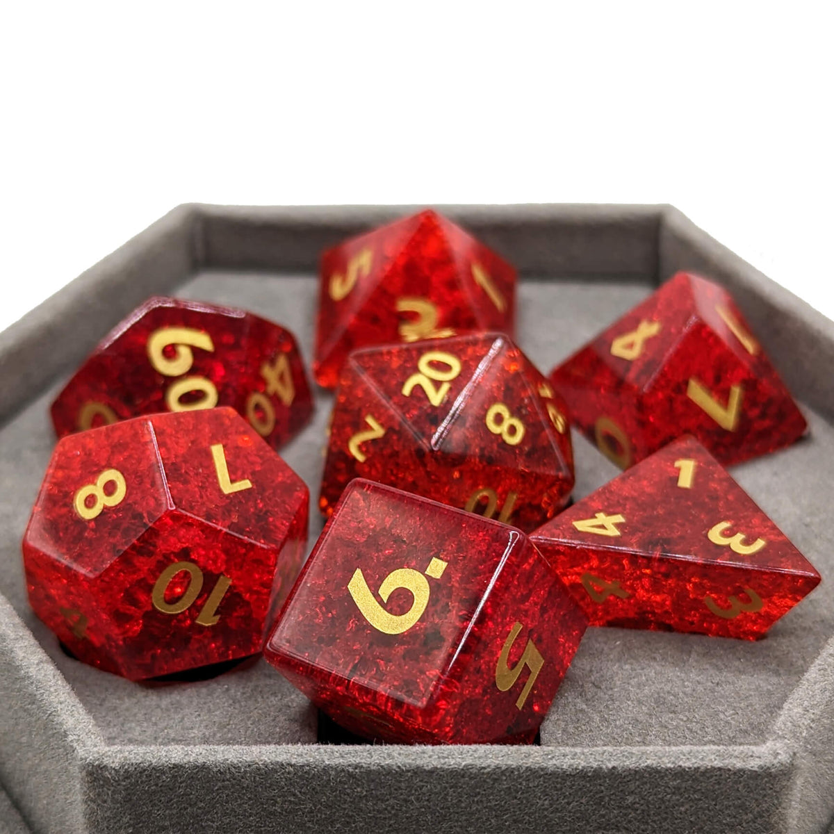 Gemstone Dice (Shattered Zircon Garnet) | 7pc TTRPG Role Playing Game ...