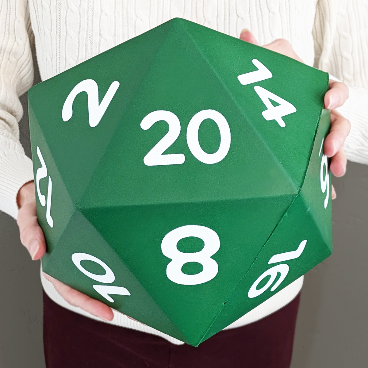 XL Giant Foam D20 (Green With White Numbers) | Soft And Squishy Chonky ...