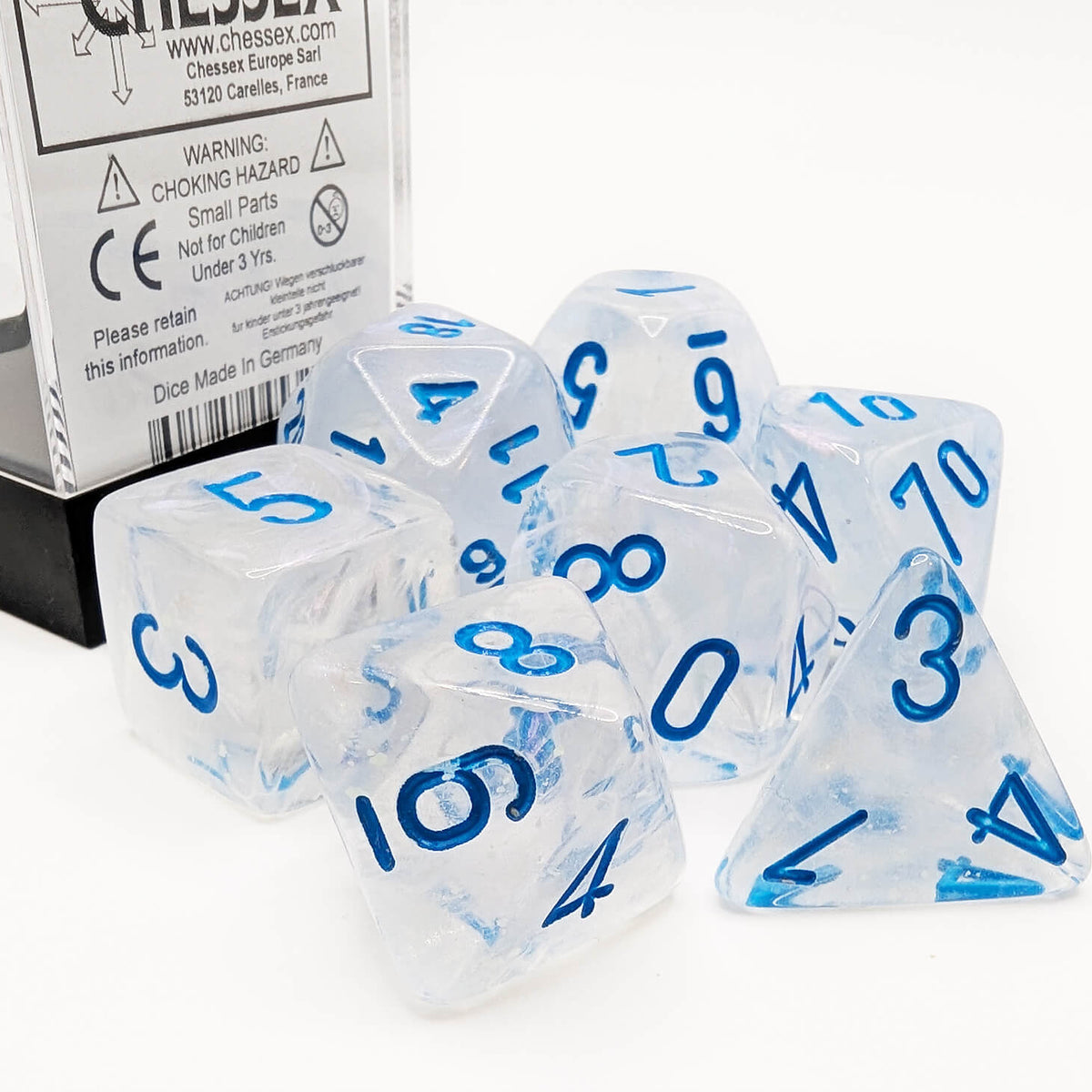 Chessex Mega-Hedrals Large Dice Set (Borealis: Icicle and Light Blue ...