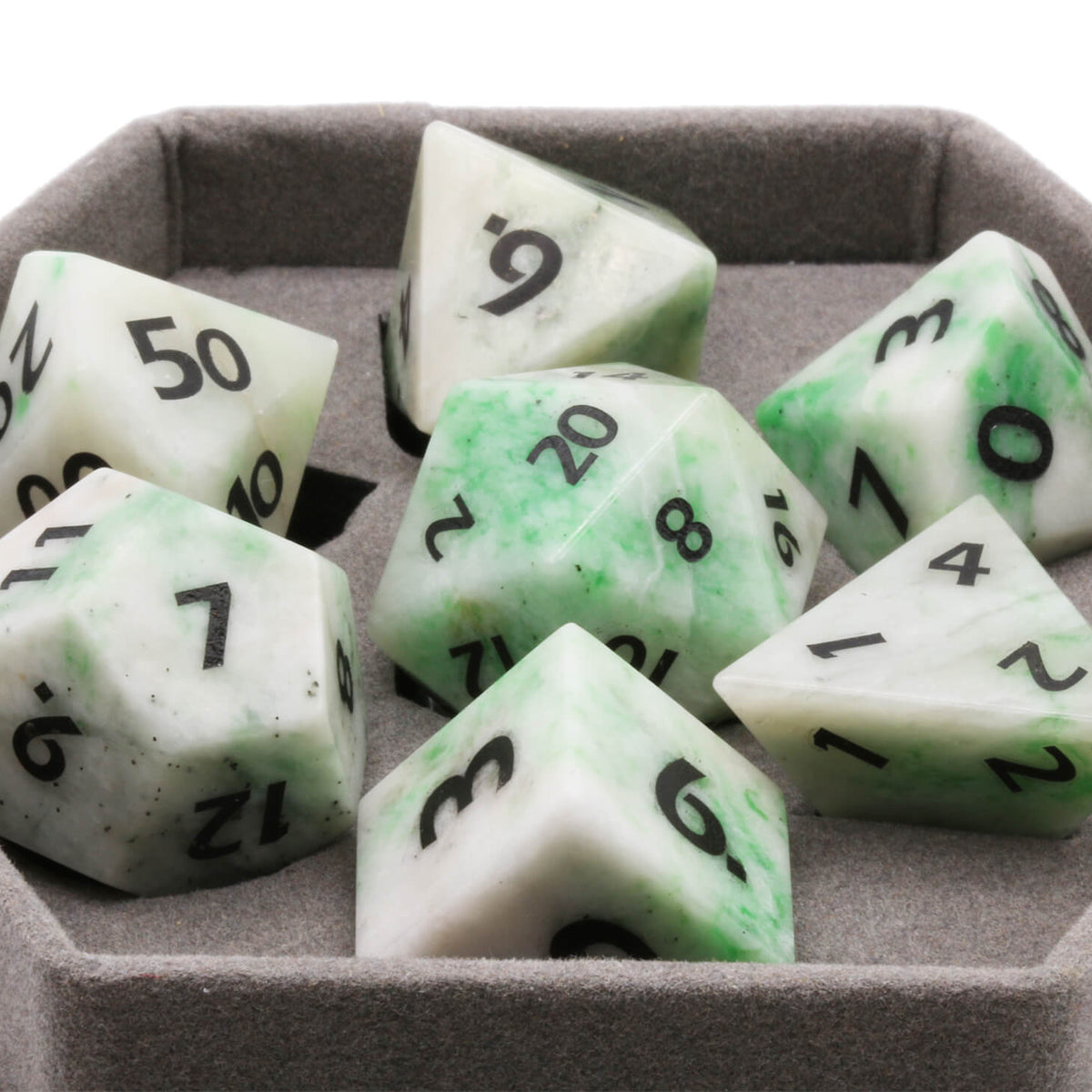 Gemstone Dice (Green Jadeite Jade) | 7pc TTRPG Role Playing Game Dice ...