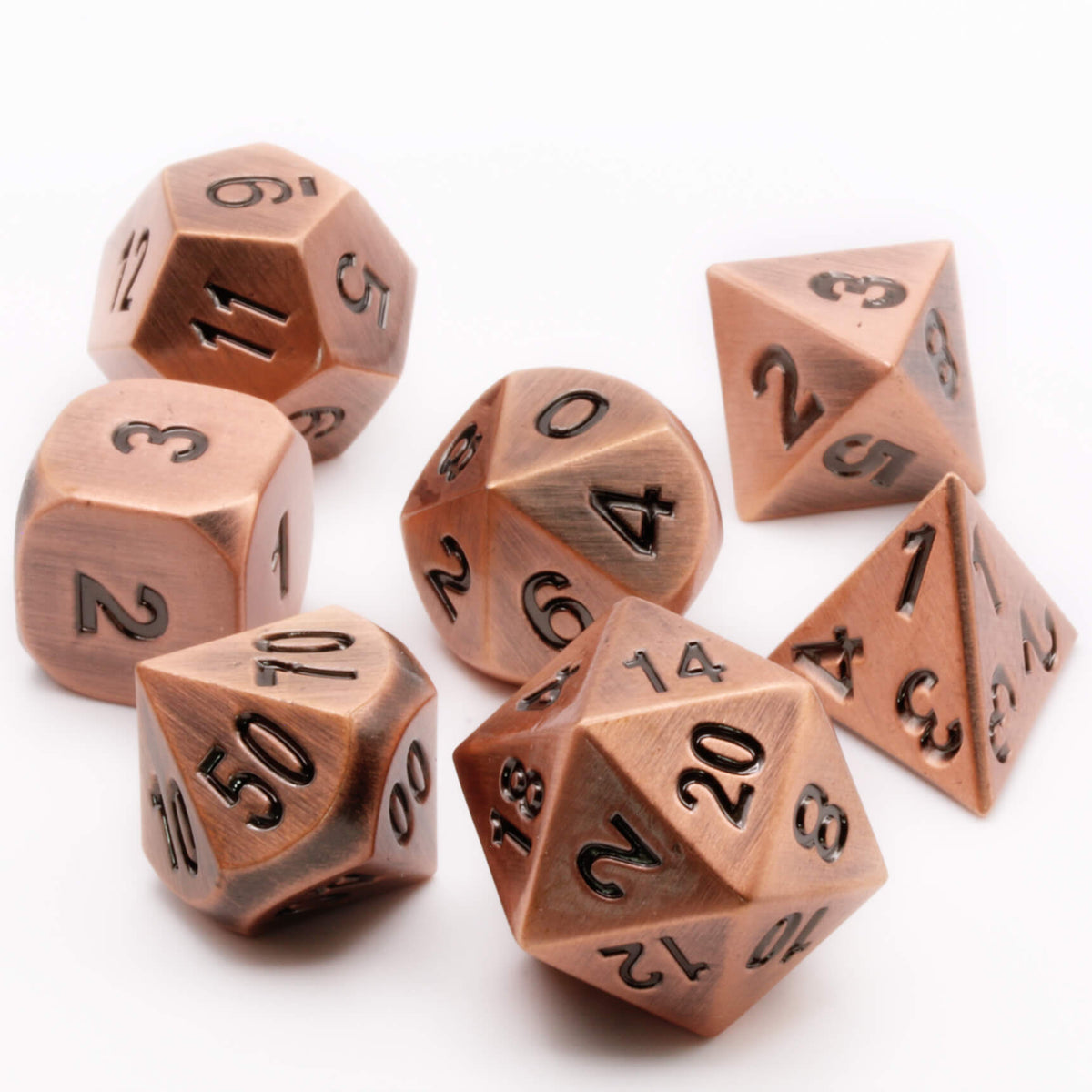 Metal Dice Set (Antique Copper With Black Numbers) | TTRPG Role Playin ...