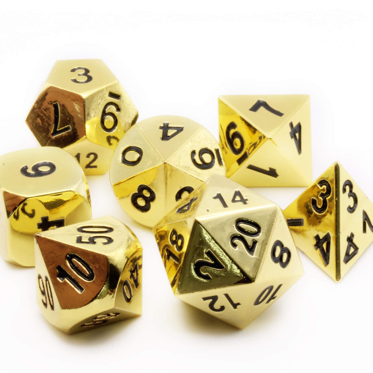 Metal Dice Set (Shiny Gold With Black Numbers) | TTRPG Role Playing Ga ...