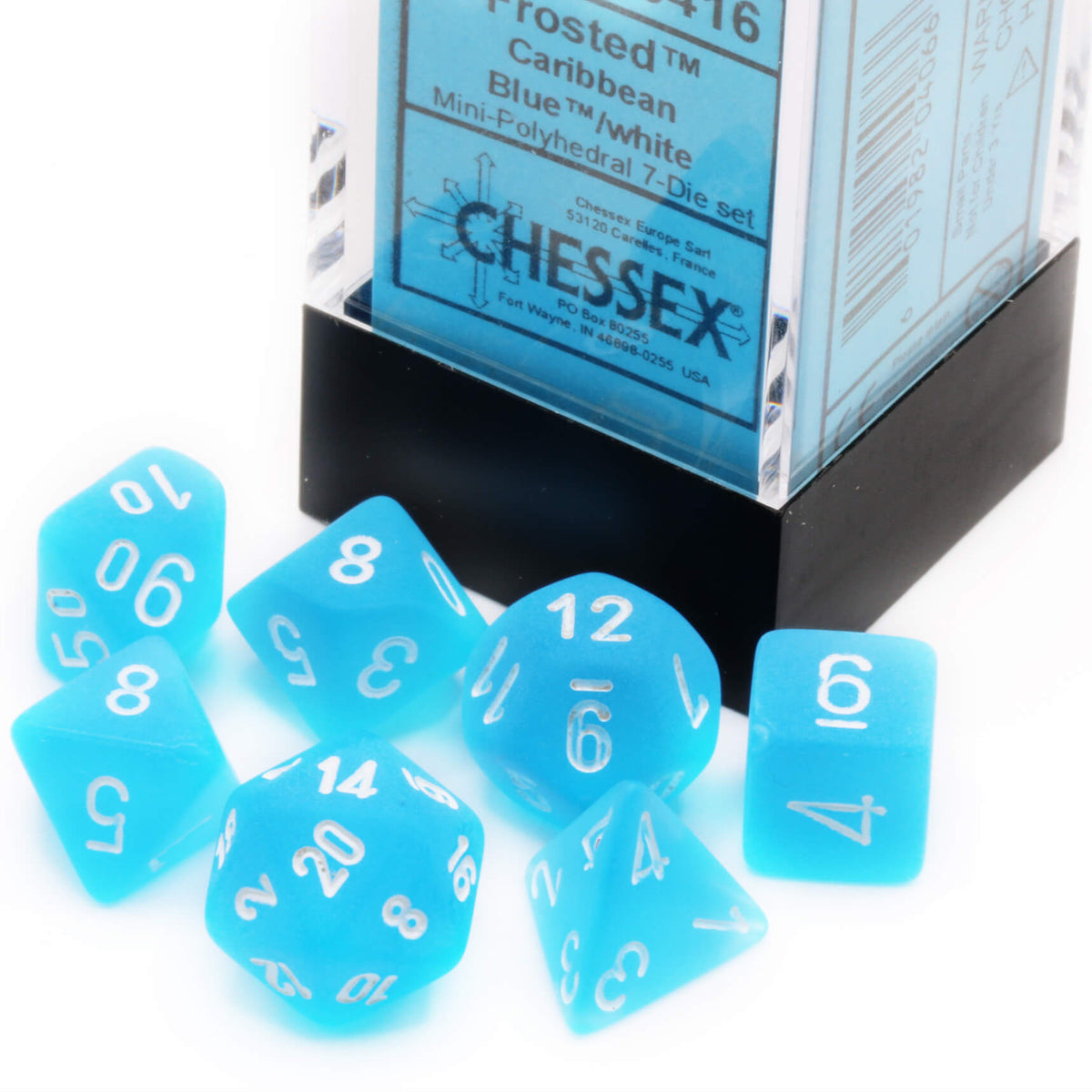 Chessex Mini Dice Series 3 (Frosted Caribbean Blue) | 10mm TTRPG Dice ...