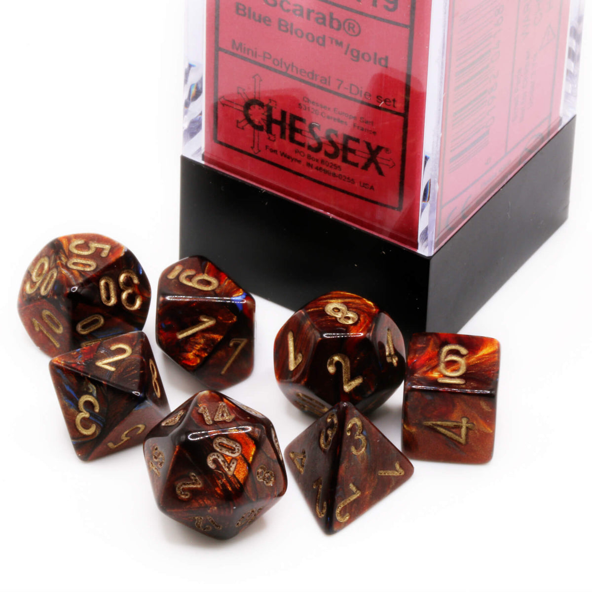 Chessex Mini Dice Series 3 (Scarab Blue Blood) | 10mm TTRPG Dice Set C ...