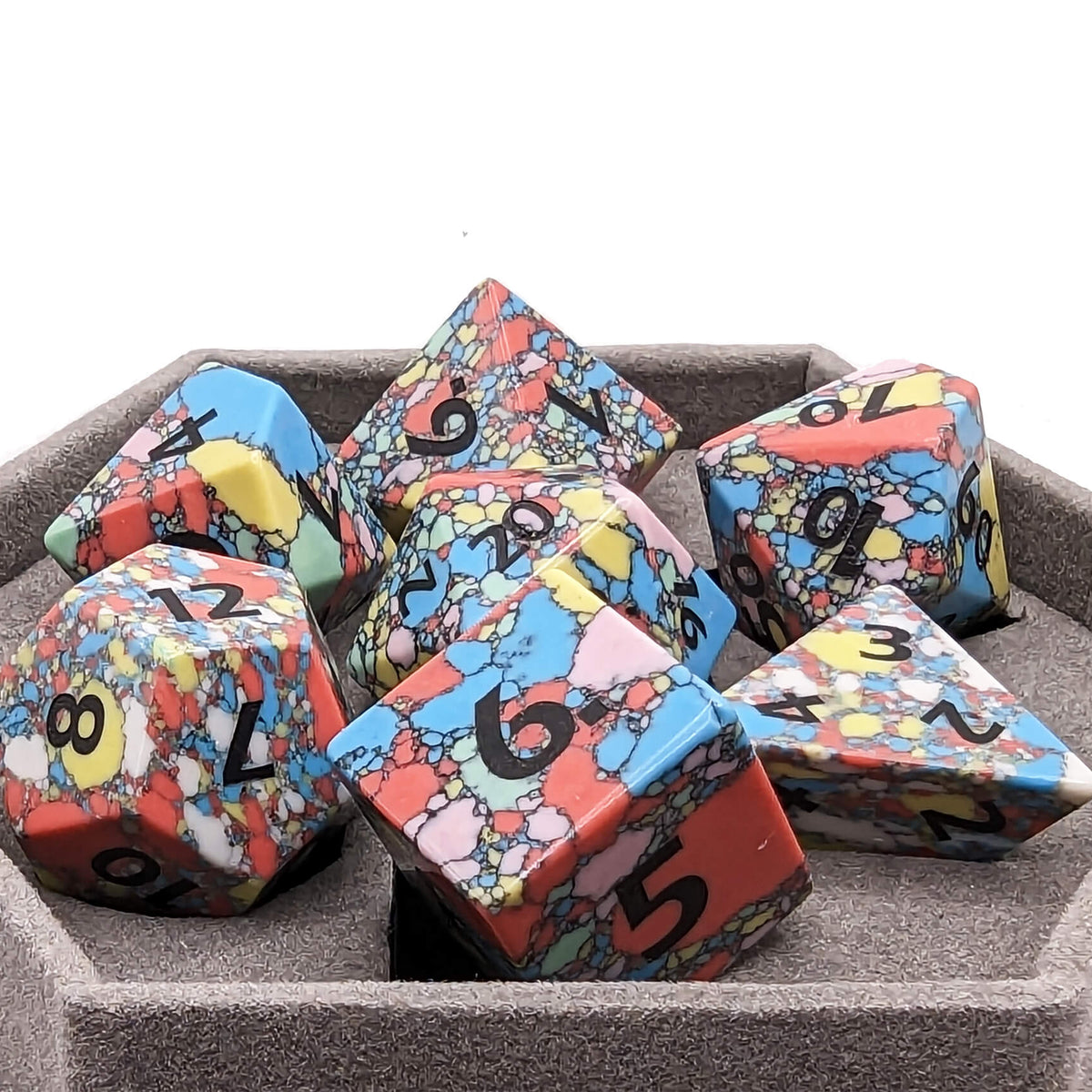 Gemstone Dice (Mosaic Turquoise) | 7pc RPG Role Playing Game Dice Set ...
