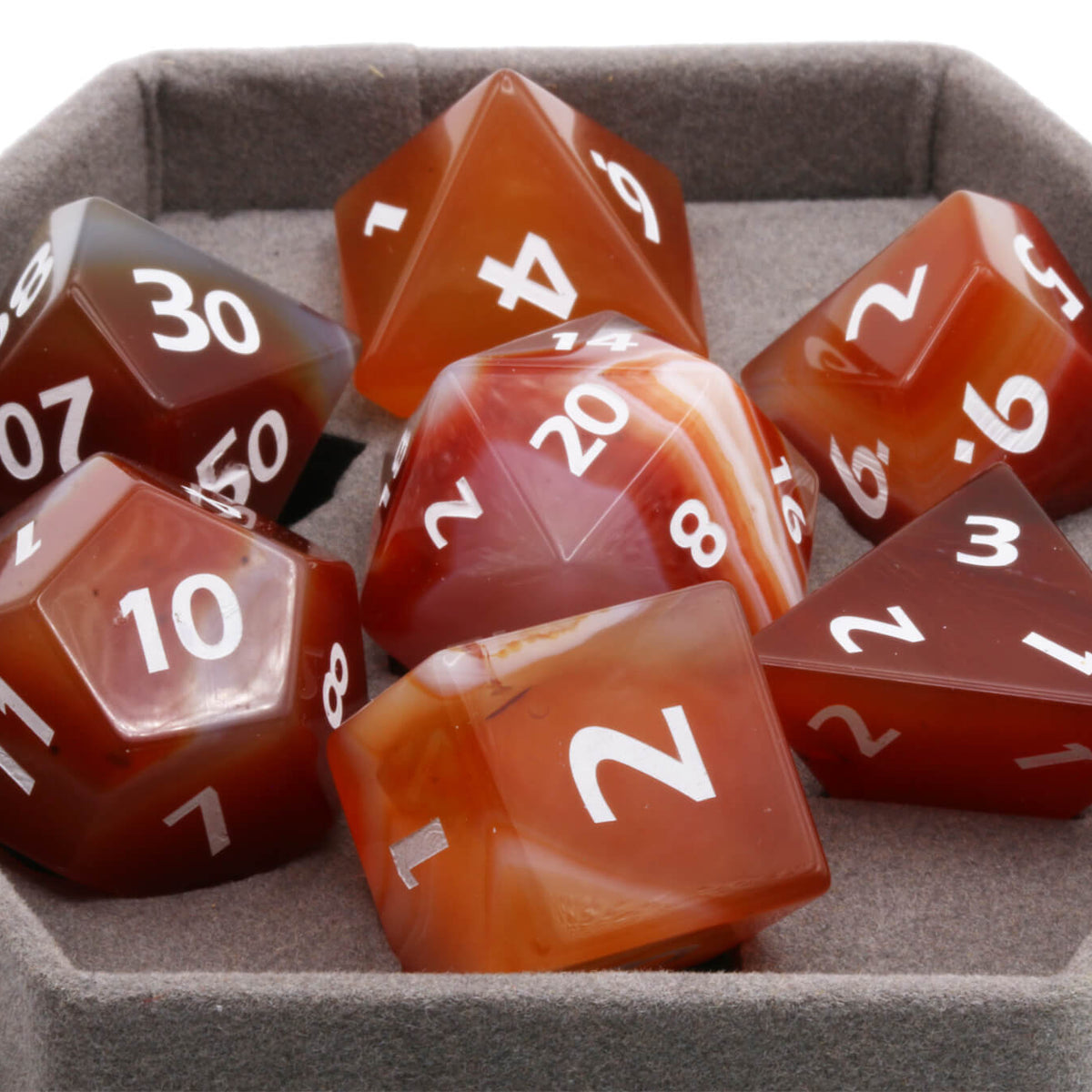 Gemstone Dice (Agate, Orange) | 7pc TTRPG Role Playing Game Dice Set ...