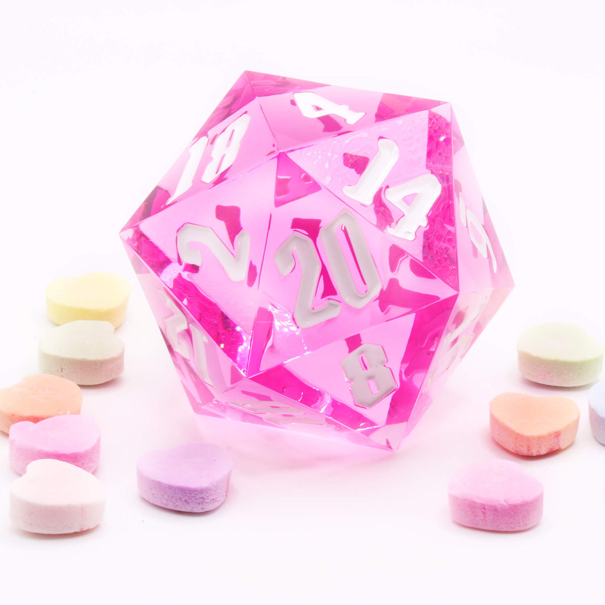 Giant D20 (Translucent Pink) | Chonky Huge 55mm TTRPG Game Die – Dark ...