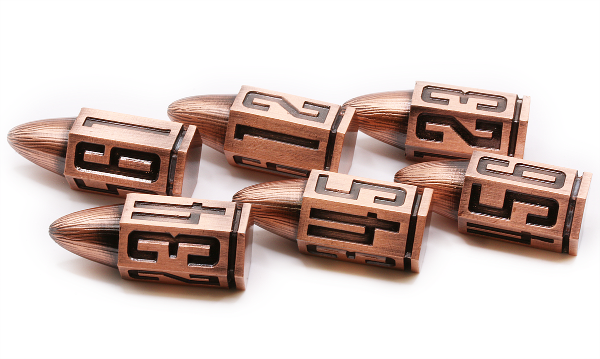 D6 Bullet Dice Set (Full Copper Jacket) | Metal 6 Pc Wargame Dice Set ...