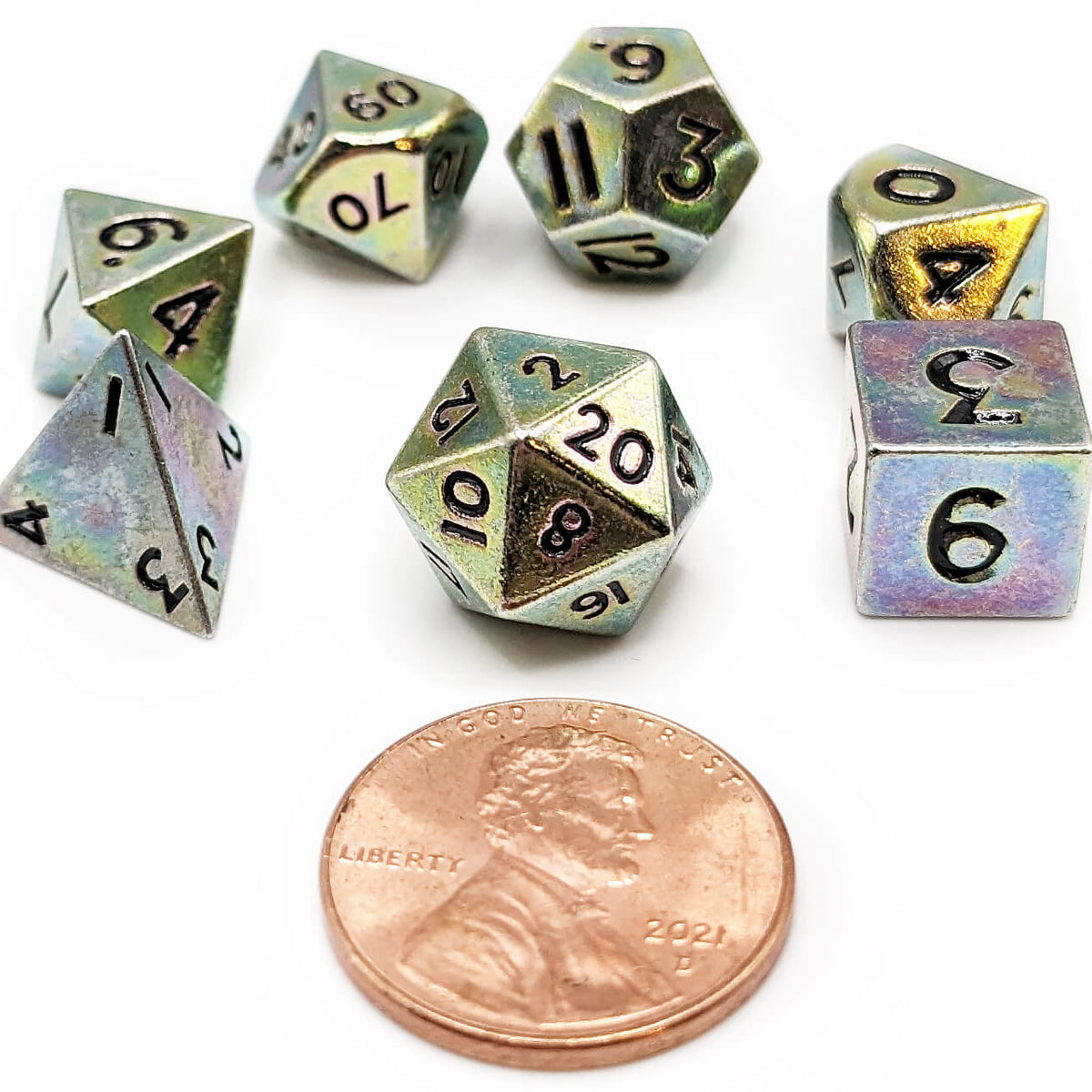 Mini Metal Dice Set (Battle Hardened Chromatic Rainbow) | TTRPG Role P ...