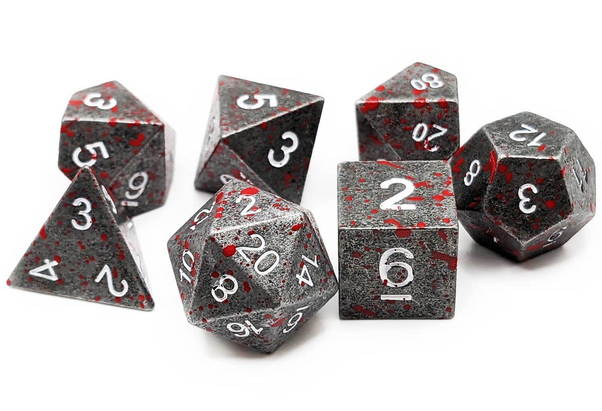 Metal Dice Set (Battle Hardened Blood Splatter) | TTRPG Role Playing G ...