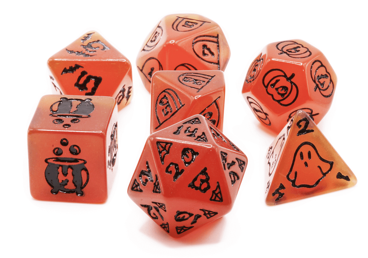 Halloween Dice Set (Luminous Orange) | TTRPG Role Playing Game Dice ...