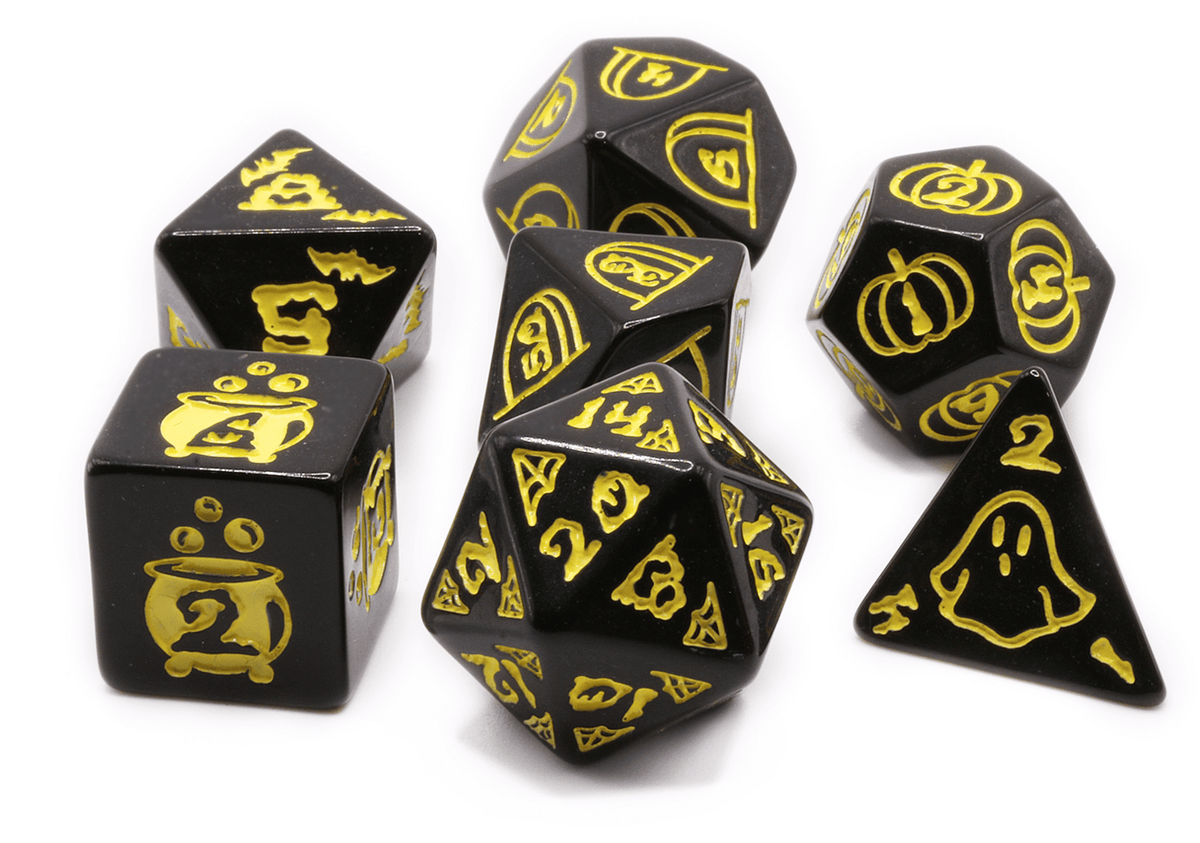 Halloween Dice Set (Black And Yellow) | TTRPG Role Playing Game Dice ...