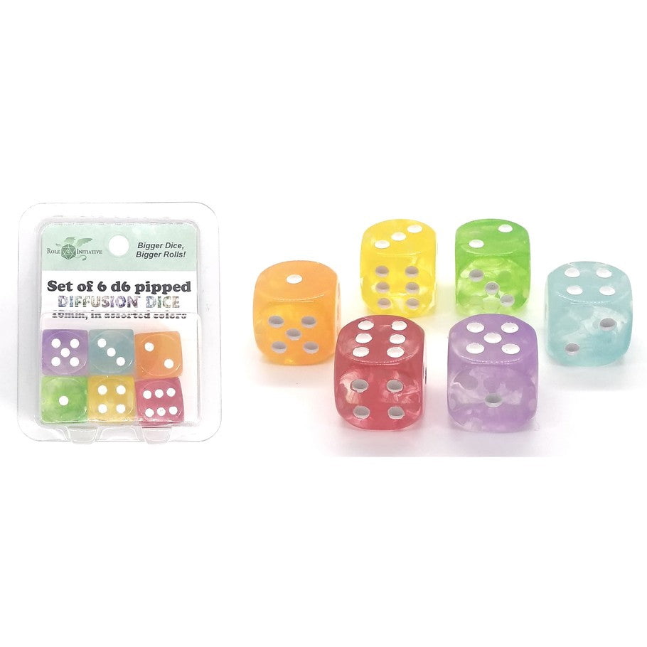 Diffusion Dice (D6 Assorted Colors) | 6 X D6 Extra Large 18mm Dice ...