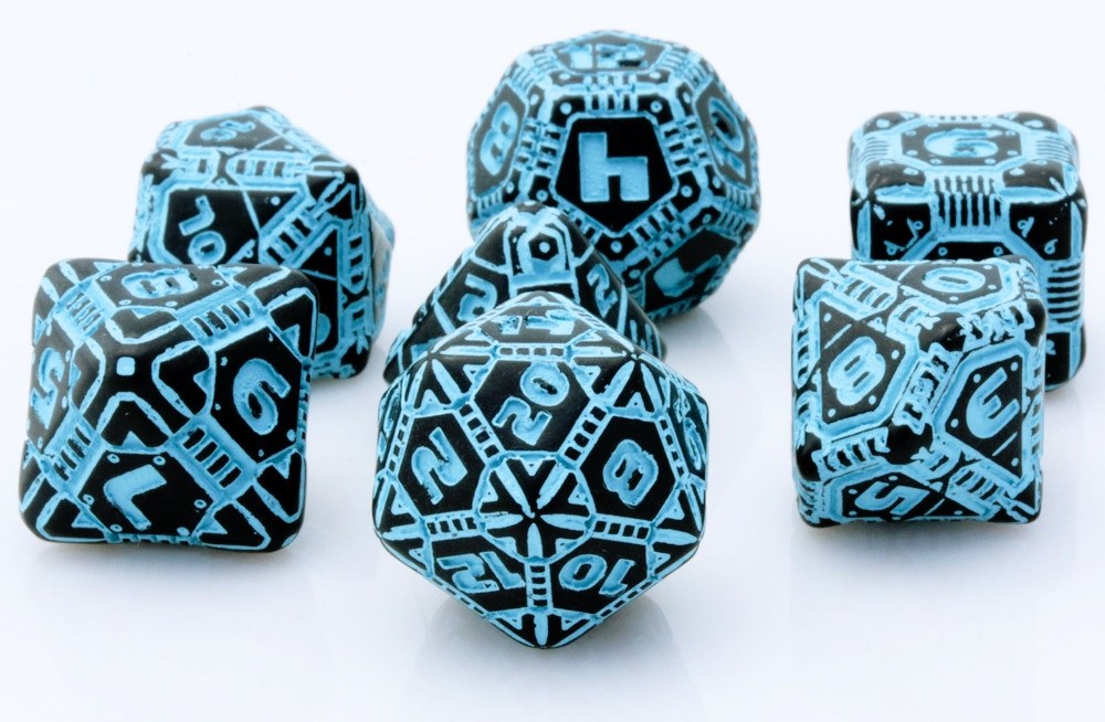 Tech Dice (Black-Blue) | RPG Role Playing Game Dice Set – Dark Elf Dice