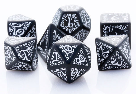 Elven Dice (Opaque Black/White) | RPG Role Playing Game Dice Set – Dark ...