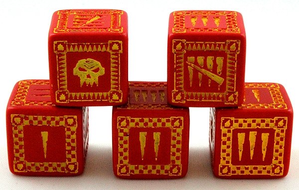 Orc Dice (Red) | 5 X D6 Dice Set – Dark Elf Dice