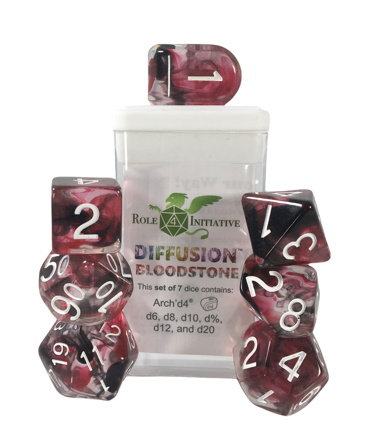 Diffusion Dice (Bloodstone) | Extra Large TTRPG Dice Sets + Addon XL D – Dark Elf Dice