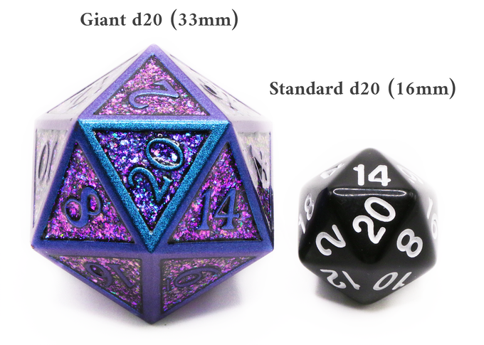Giant Metal D20 II (The Heretic) | 33mm TTRPG Game Die – Dark Elf Dice