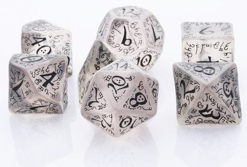Elven Dice (Translucent With Black) | RPG Role Playing Game Dice Set ...