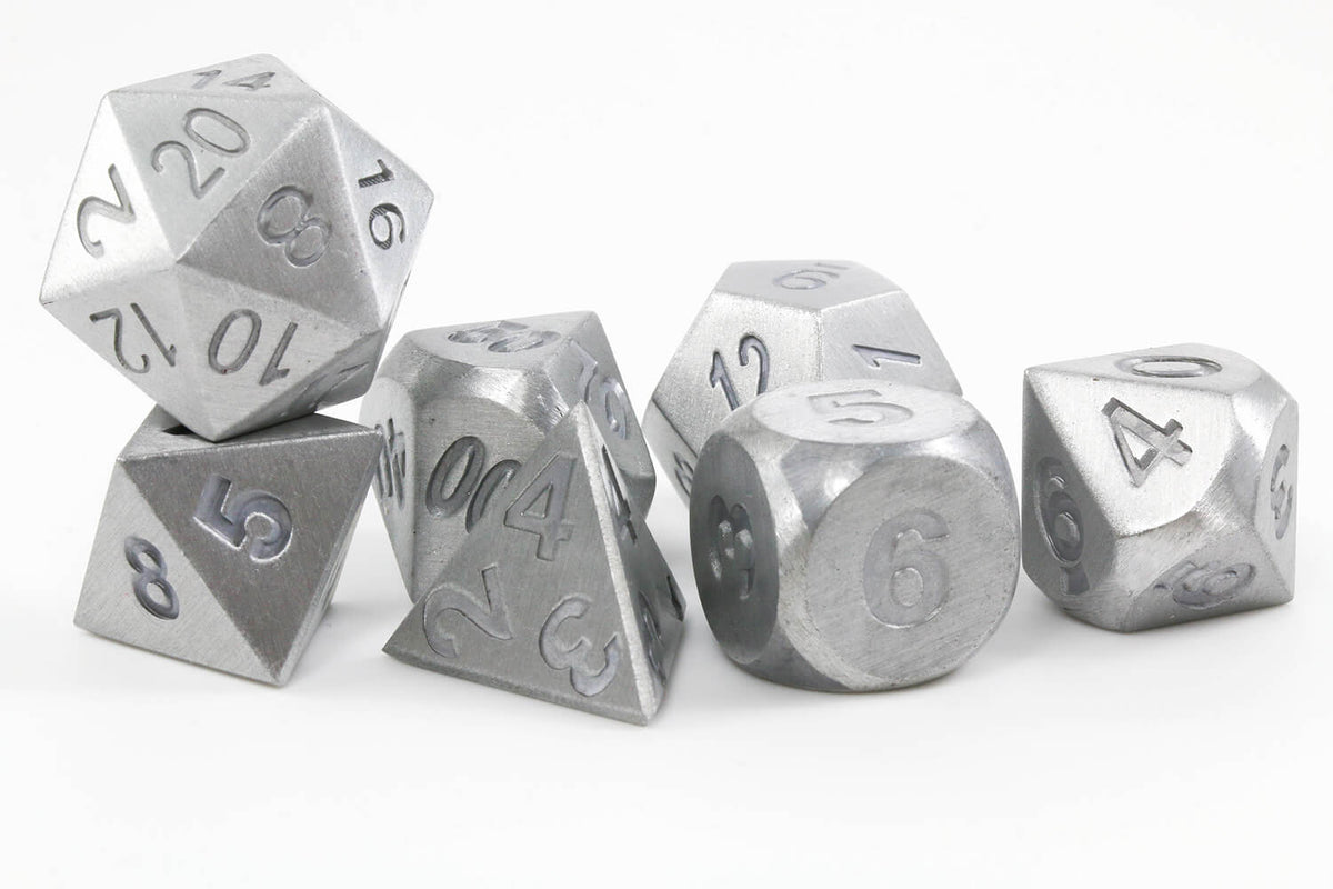Aluminum Dice (Mithril Silver) RPG Role Playing Game Dice Set – Dark ...