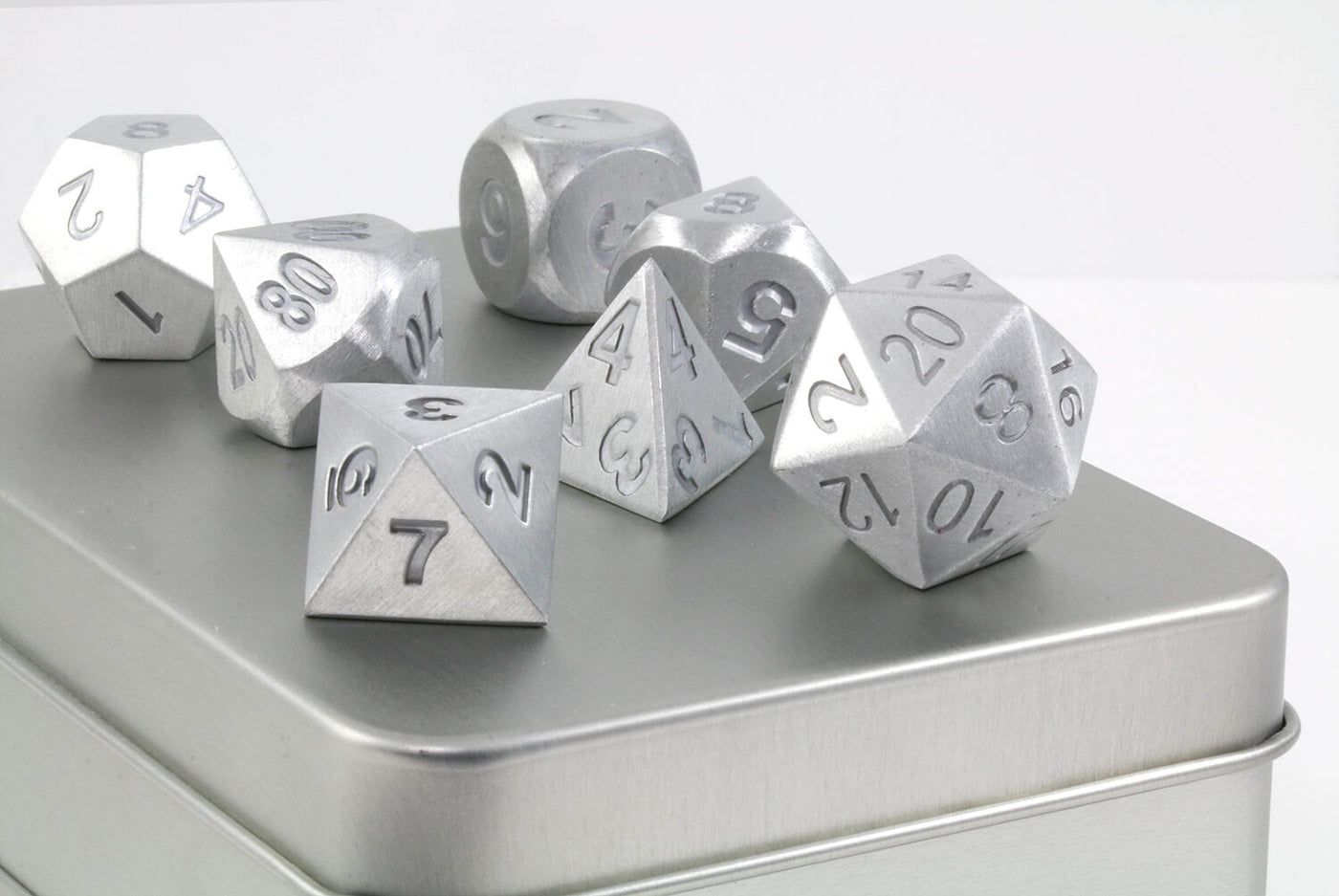 Aluminum Dice (Mithril Silver) RPG Role Playing Game Dice Set – Dark ...