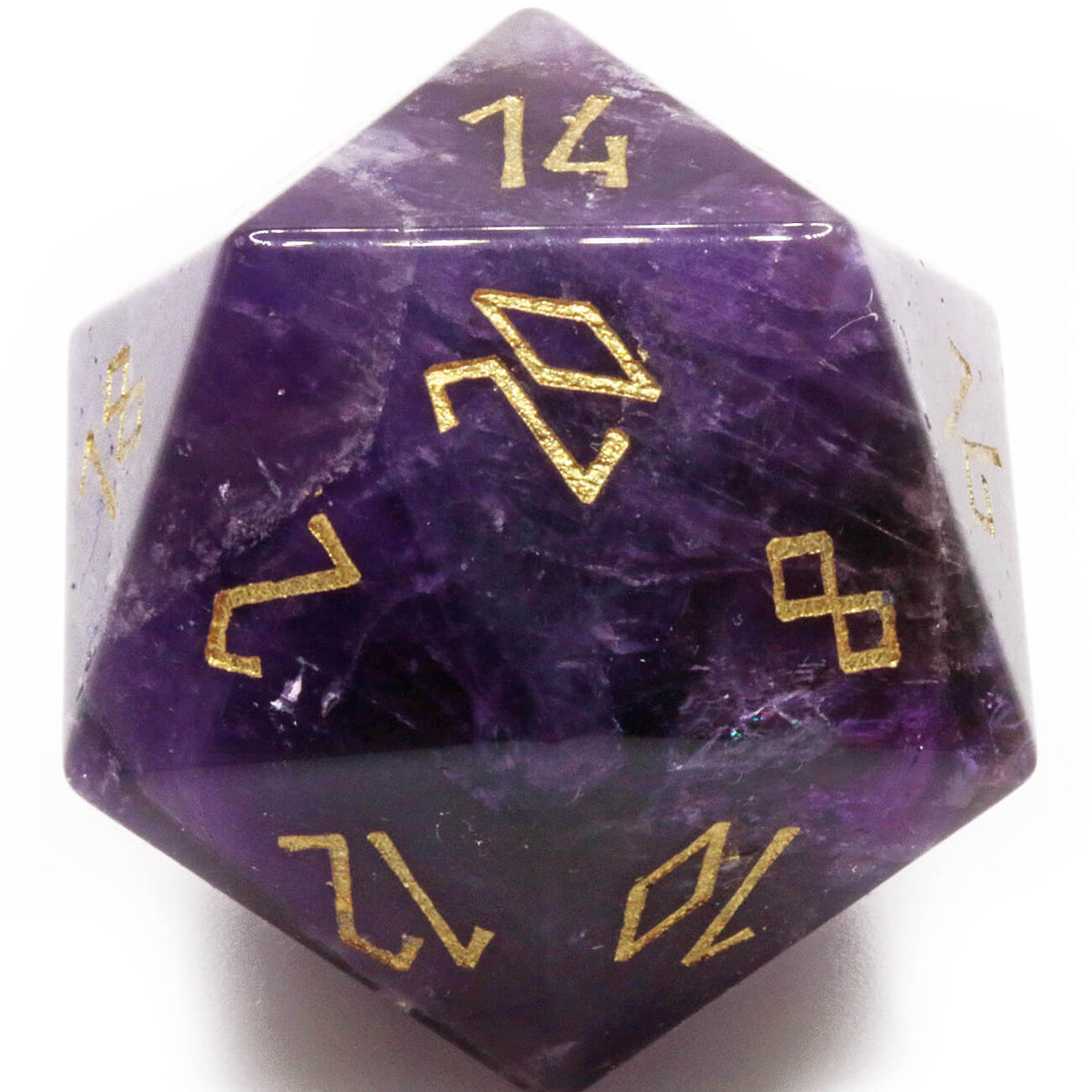 Boulder D20 (Amethyst) | Premium 30MM Gemstone Dice – Dark Elf Dice