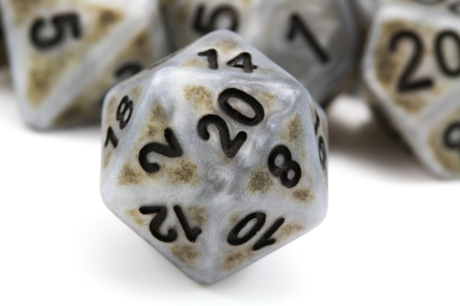 Ancient Dice (Silver) RPG Role Playing Game Dice Set – Dark Elf Dice