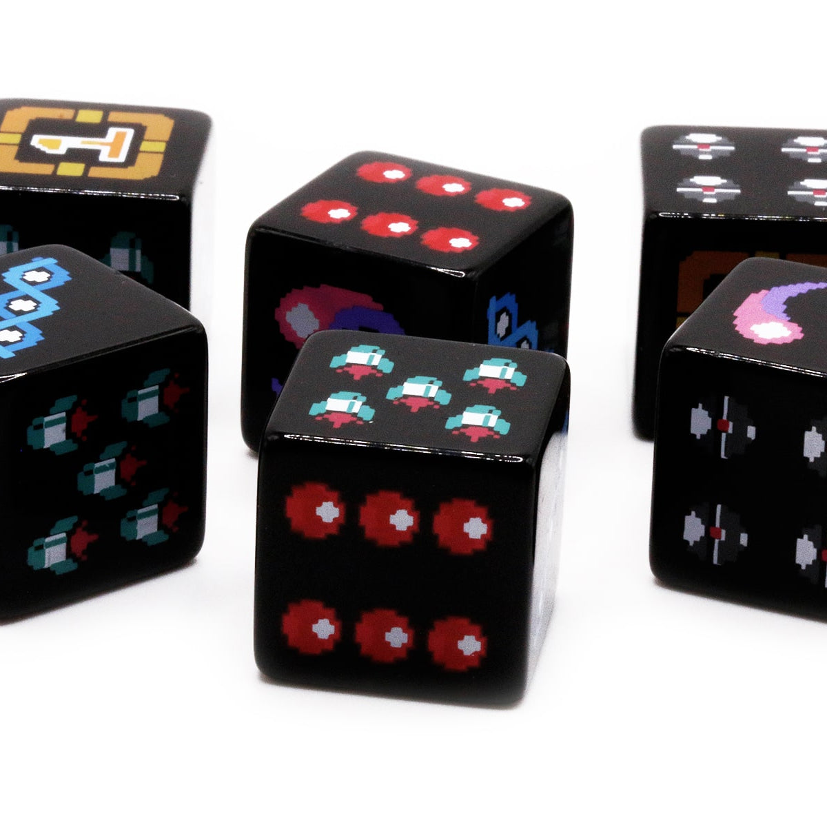 8-Bit Dice (Retro Arcade) | 6 X D6 Dice Set – Dark Elf Dice