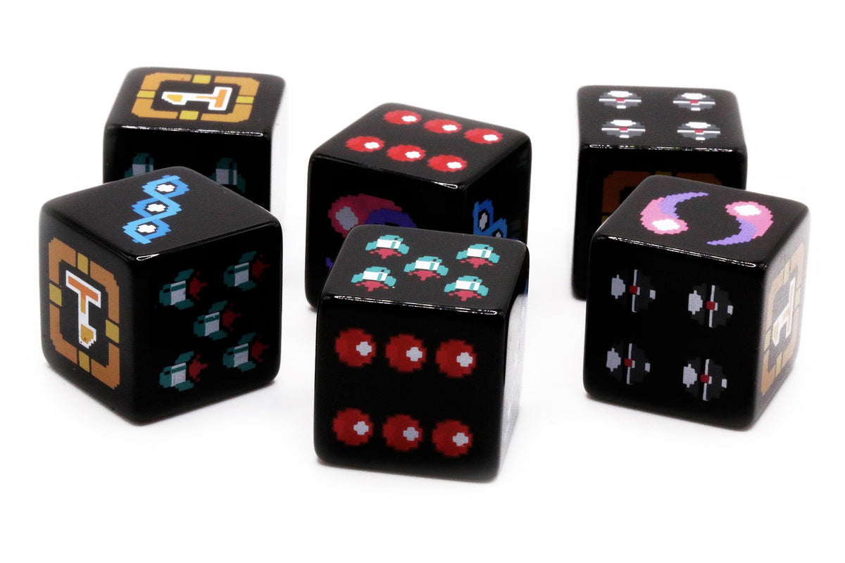 8-Bit Dice (Retro Arcade) | 6 X D6 Dice Set – Dark Elf Dice