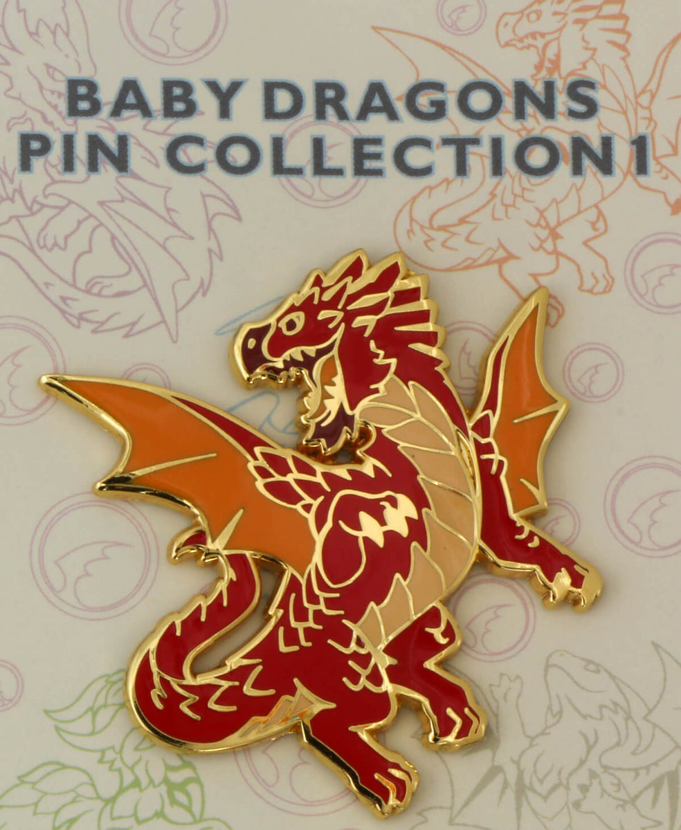 Dragon Pin (Baby Red Dragon) | 2" Hard Enamel Pin – Dark Elf Dice