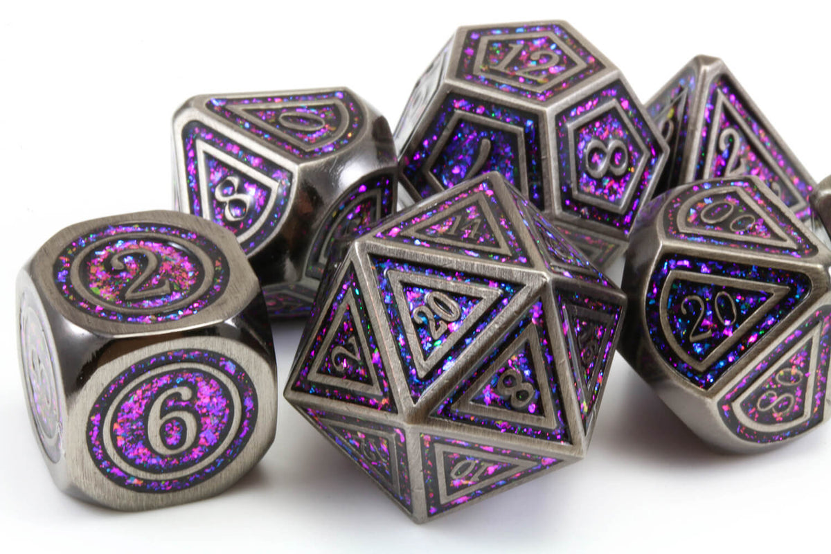Battle Mage Dice (Antique Silver And Prismatic Purple) | Metal RPG Rol ...