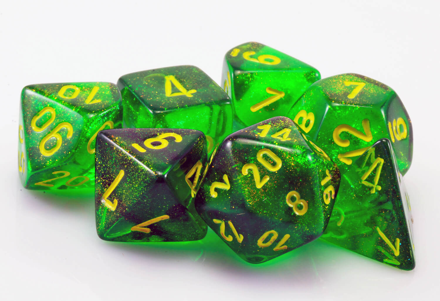 Borealis Dice (Maple Green) RPG Role Playing Game Dice Set – Dark Elf Dice