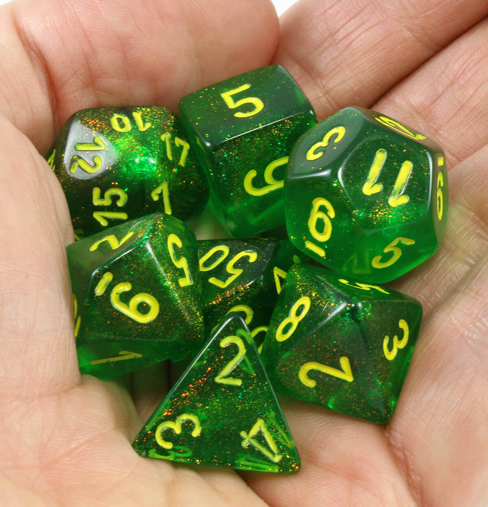 Borealis Dice (Maple Green) RPG Role Playing Game Dice Set – Dark Elf Dice