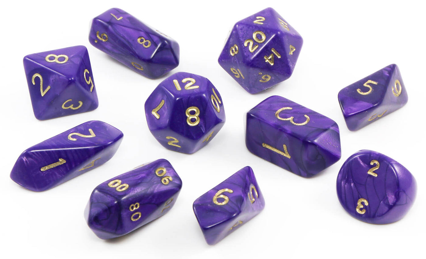 Pearlescent Hybrid Dice (Purple) | 10pc TTRPG Role Playing Game Dice S ...