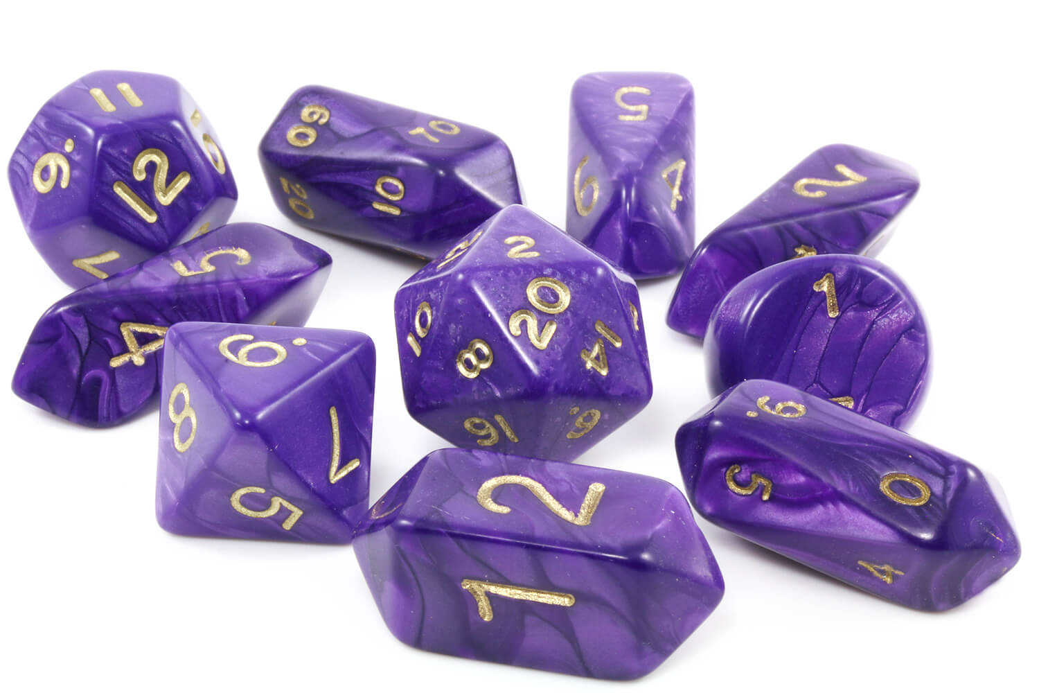 Pearlescent Hybrid Dice (Purple) | 10pc TTRPG Role Playing Game Dice S ...