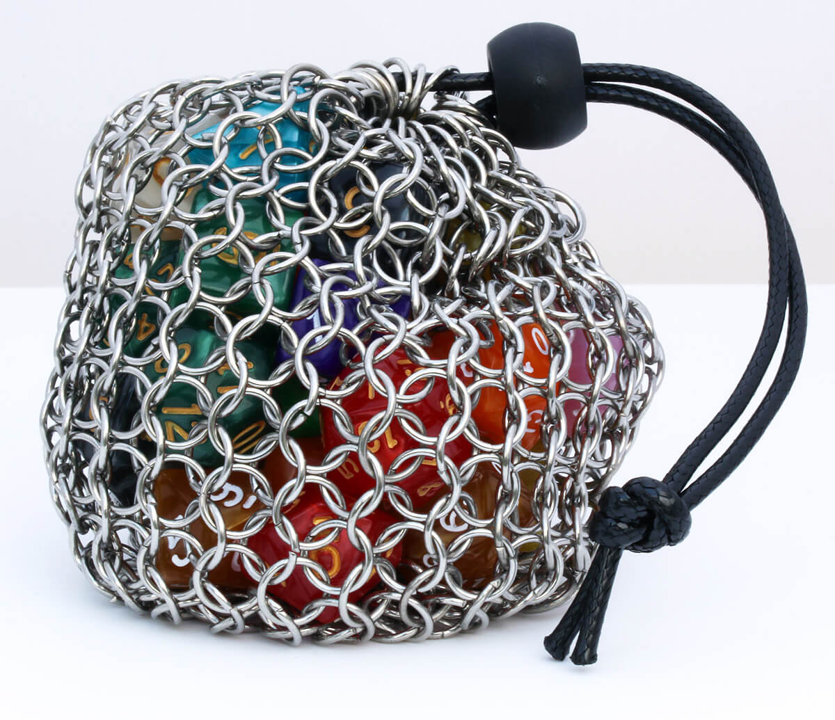 Chainmail Dice Bag | RPG Dice Chain Mail Bag – Dark Elf Dice