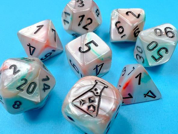 Chessex Lab Dice VI (Luminary: Sea Shell/Black) | CHX30056 RPG Dice Se ...