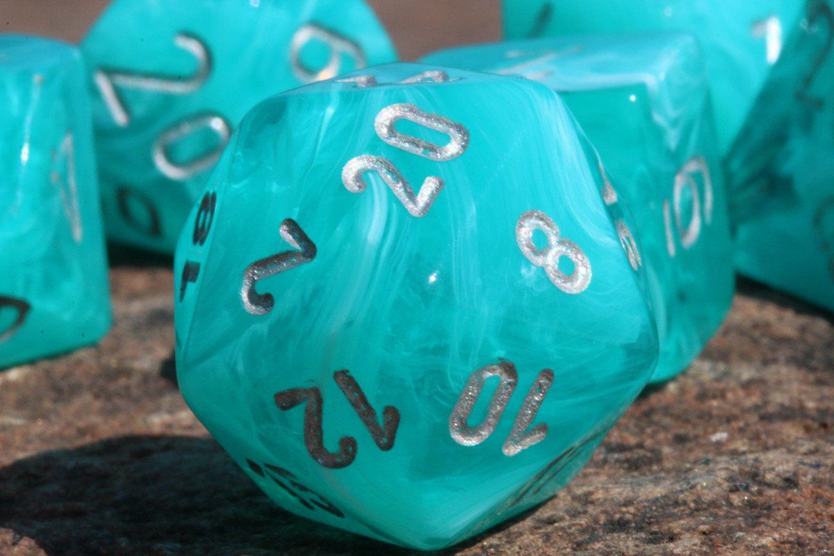 Cirrus Dice (Aqua) RPG Role Playing Game Dice Set – Dark Elf Dice