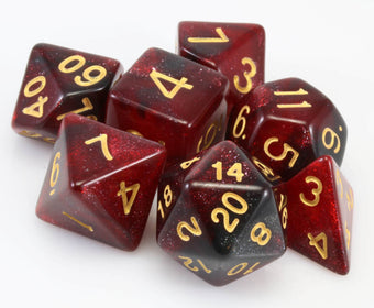 Cosmic Dice (Red) | 7pc RPG Role Playing Game Dice Set – Dark Elf Dice