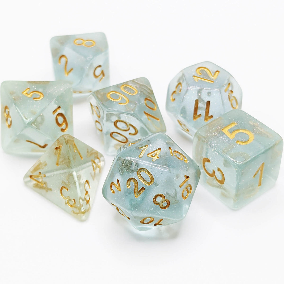 Diaphanous Dice (Teal) | 7pc TTRPG Role Playing Game Dice Set – Dark ...